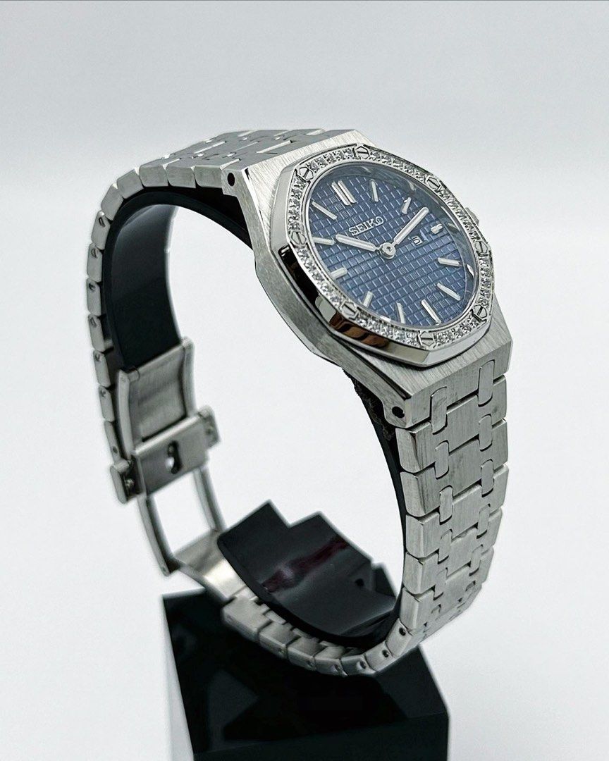 Custom Seiko Mod Blue Stone AP Quartz 33.5mm, Men's Fashion, Watches ...