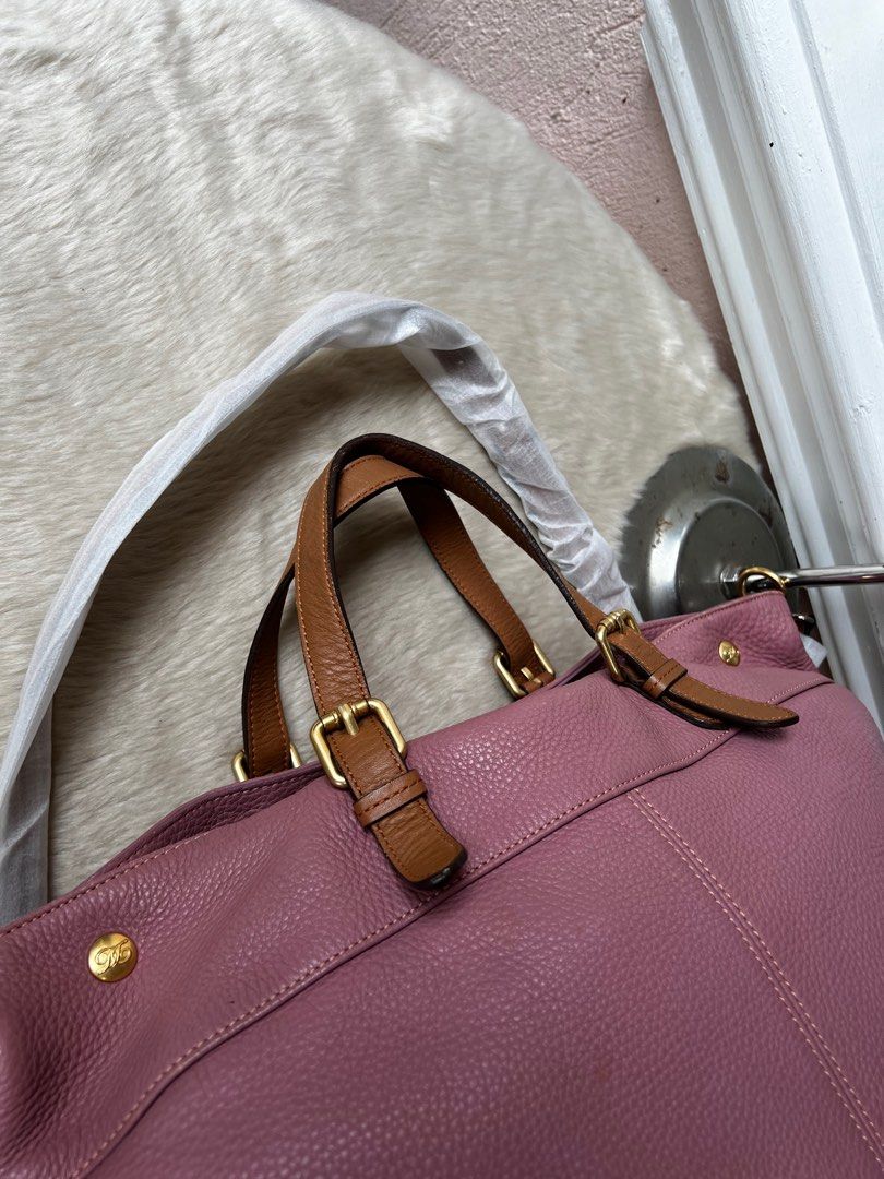 Daks London 2-way Leather Shoulder in Pale Pink and Brown contrast, Women's Fashion, Bags ...