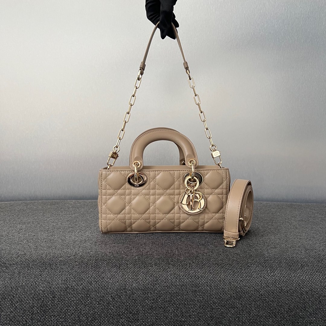 Dior Lady D-Joy Bag Small Lambskin Powder beige / Lghw, Luxury, Bags ...