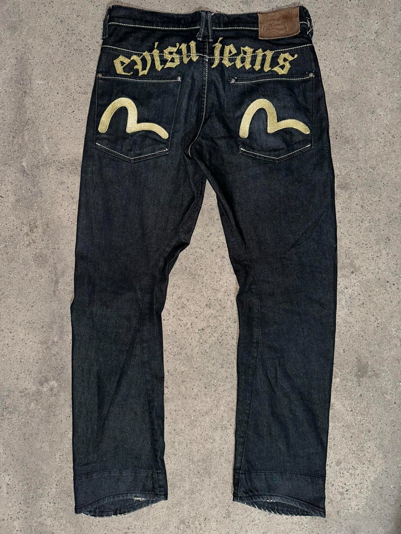 evisu pants embroidered logo, Men's Fashion, Bottoms, Jeans on Carousell