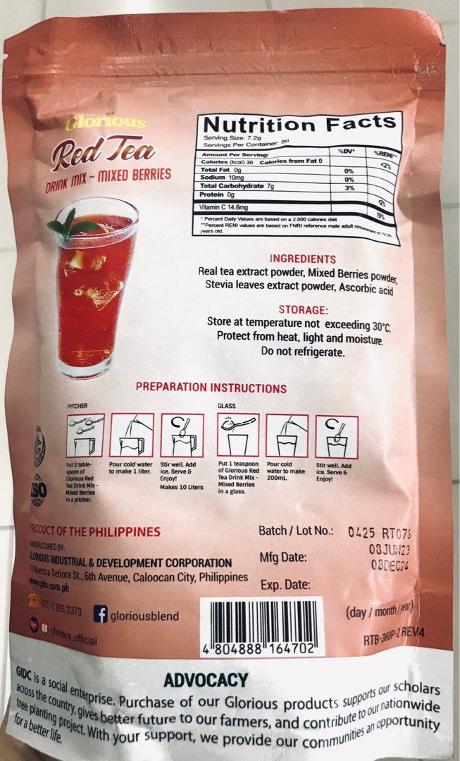 Glorious Red Tea Mixed Berries Drink Mix No Added Sugar 360g With ...