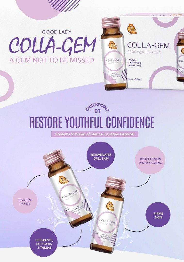 Good lady collagen drink/ 8 bottles per box / Expiry 2025, Health ...