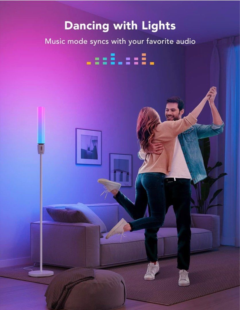 Govee RGBIC Cylinder Floor Lamp (local plug), LED Corner Floor Lamp ...