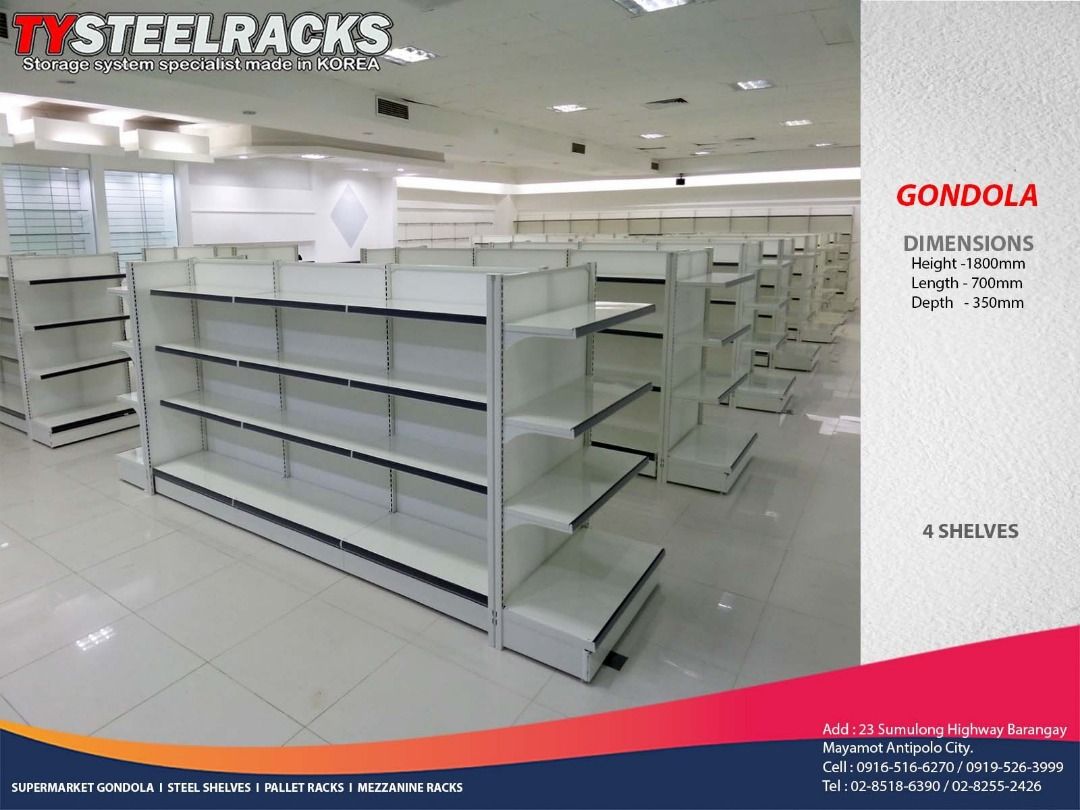 Grocery Store Rack - Gondola Shelve - Polycarbonate backing, Furniture ...