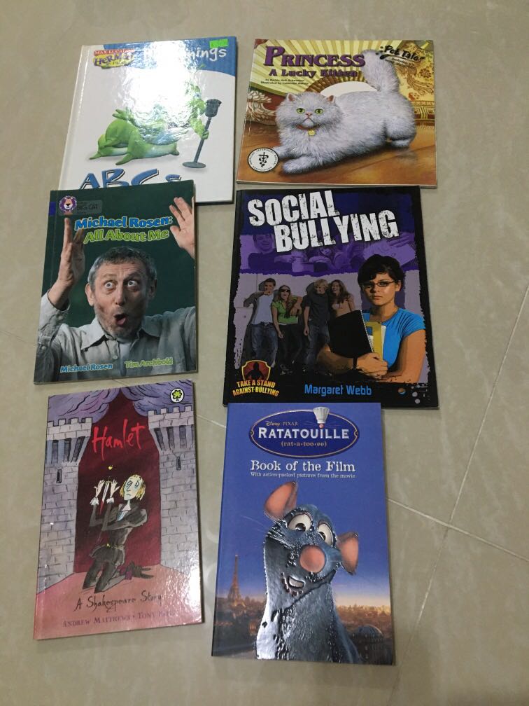 Hamlet, Michael Rosen all about me, buginnings, princess a lucky kitten ...