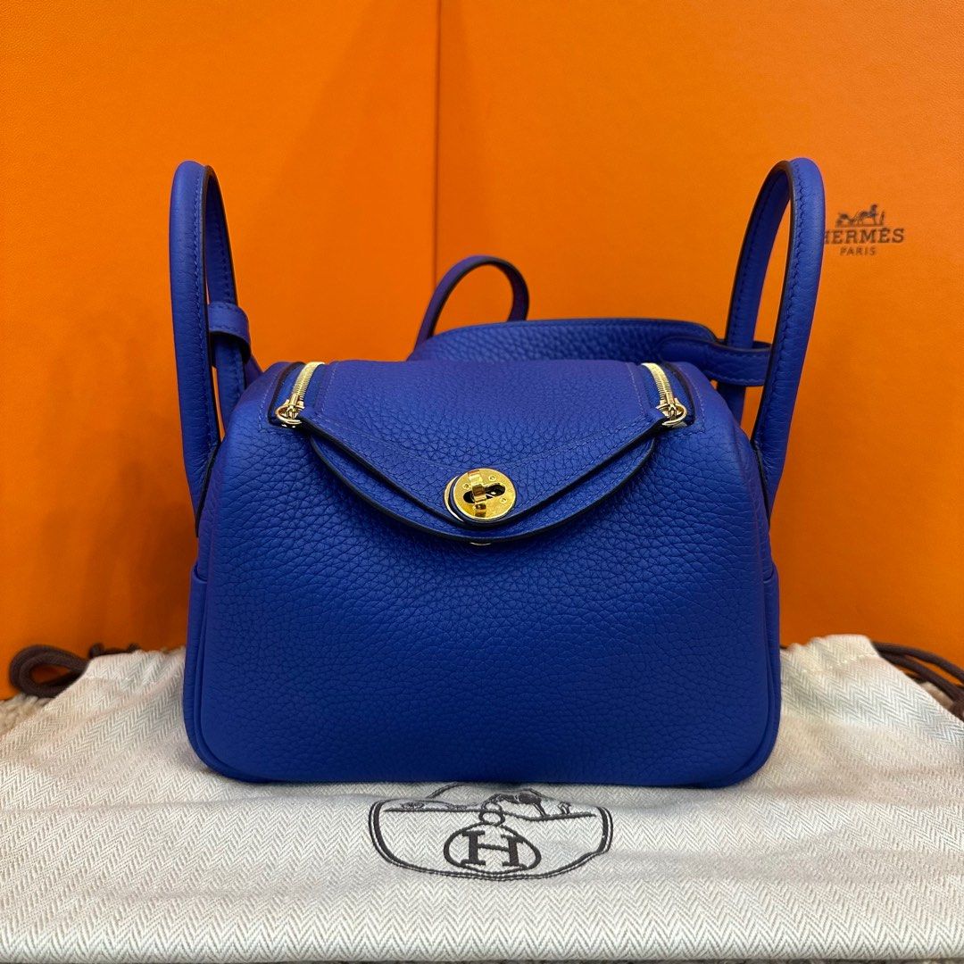 Hermes Mini Lindy GHW Electric Blue Clemence, Luxury, Bags & Wallets on ...