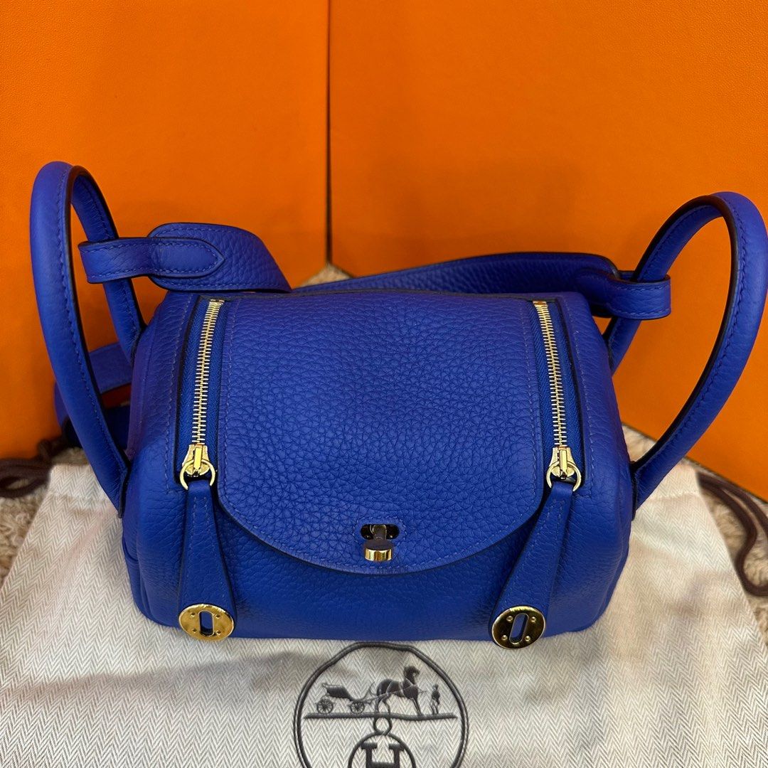 Hermes Mini Lindy GHW Electric Blue Clemence, Luxury, Bags & Wallets on ...