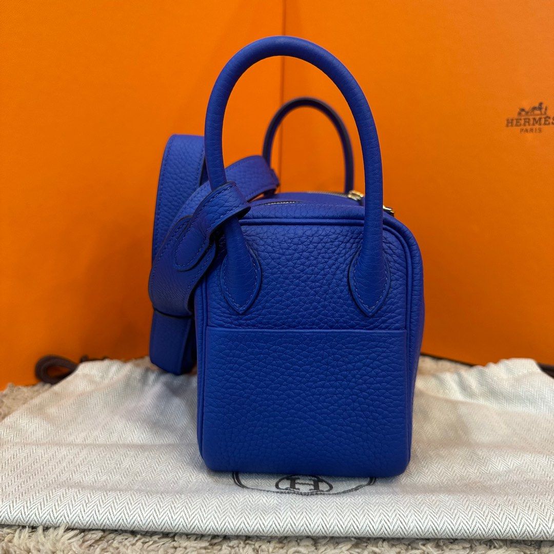 Hermes Mini Lindy GHW Electric Blue Clemence, Luxury, Bags & Wallets on ...