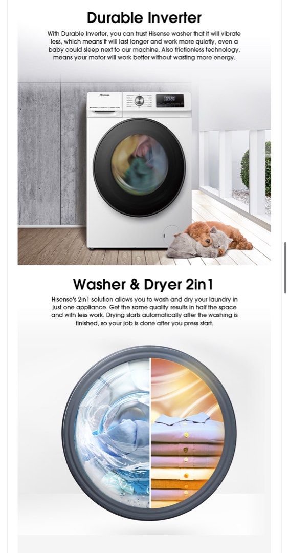 HISENSE WASHER DRYER 8.5kg/6kg, TV & Home Appliances, Washing Machines ...