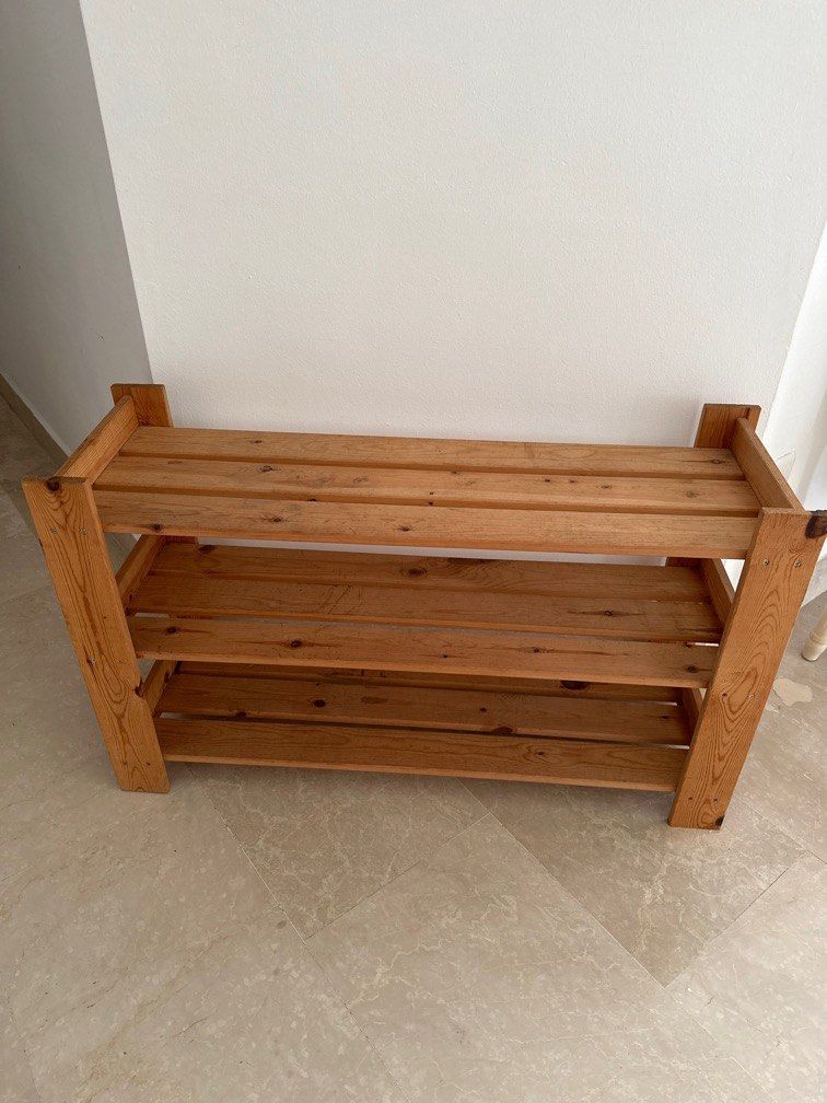 ikea wooden three tier shoe rack, Furniture & Home Living, Furniture ...