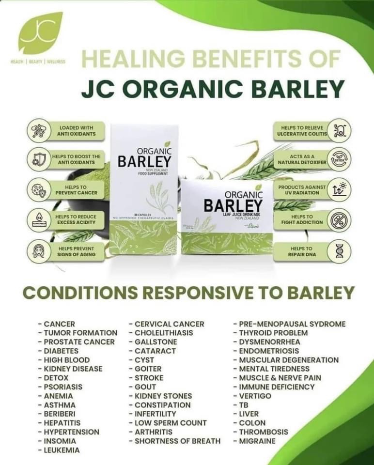 JC Organic Barley Juice or in capsules, Health & Nutrition, Health ...