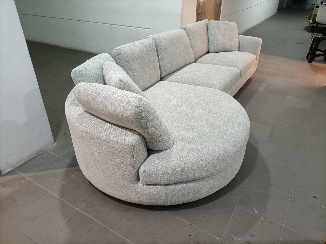 KARL Round Chaise Sectional Sofa in SHADOW GREY FABRIC, Furniture ...