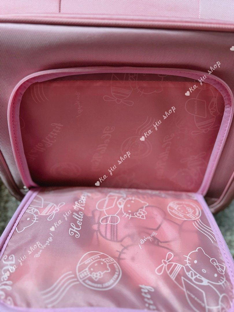 kt 行李箱 限量版 hello kitty 輕便登機箱 書包 收納箱 俏皮蝴蝶結拉鍊 拉風登機GO 收藏, 書籍、休閒與玩具, 旅遊相關用品, 行李箱在旋轉拍賣