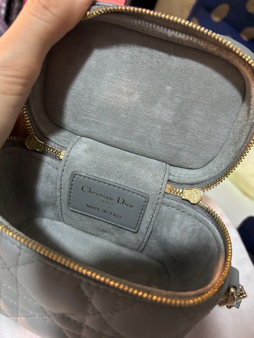 Lady Dior Micro Vanity Case Cloud Blue Cannage Lambskin, Luxury, Bags ...