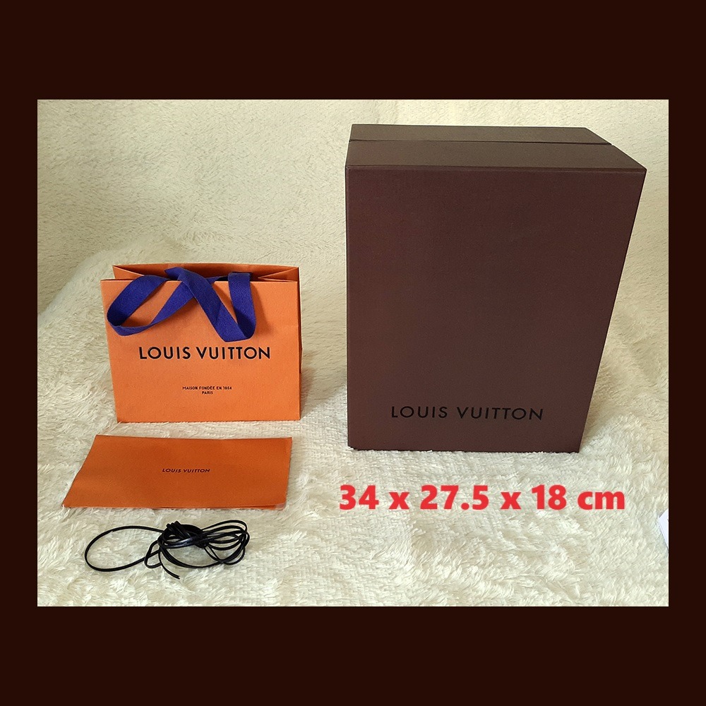 Bundle Set Original Louis Vuitton Box (LARGE), LV Paper Bag, LV Pouch, and leather string bundle ...