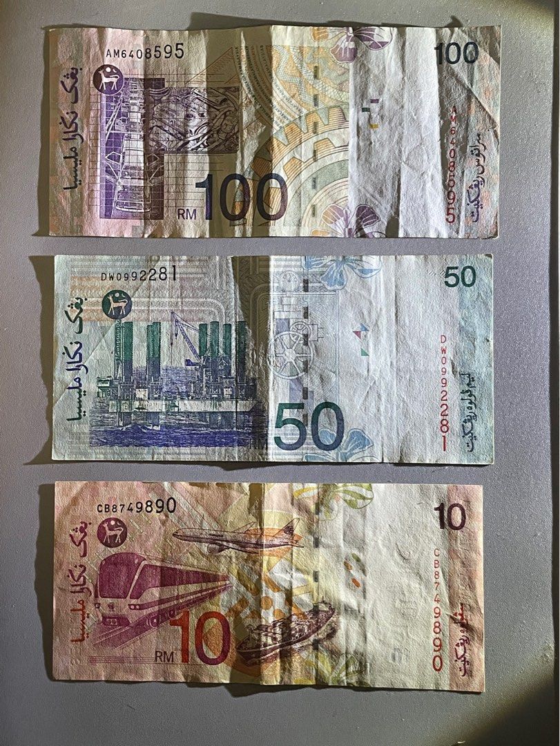 Malaysia RM50 RM100 RM10 Ali Abul Hassan centre 10th series duit lama ...