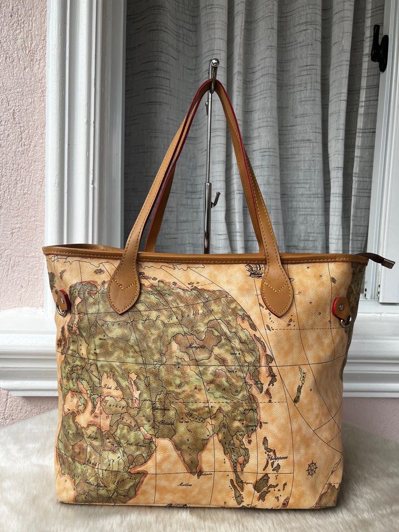 Map Leather Tote Bag, Women's Fashion, Bags & Wallets, Shoulder Bags on ...