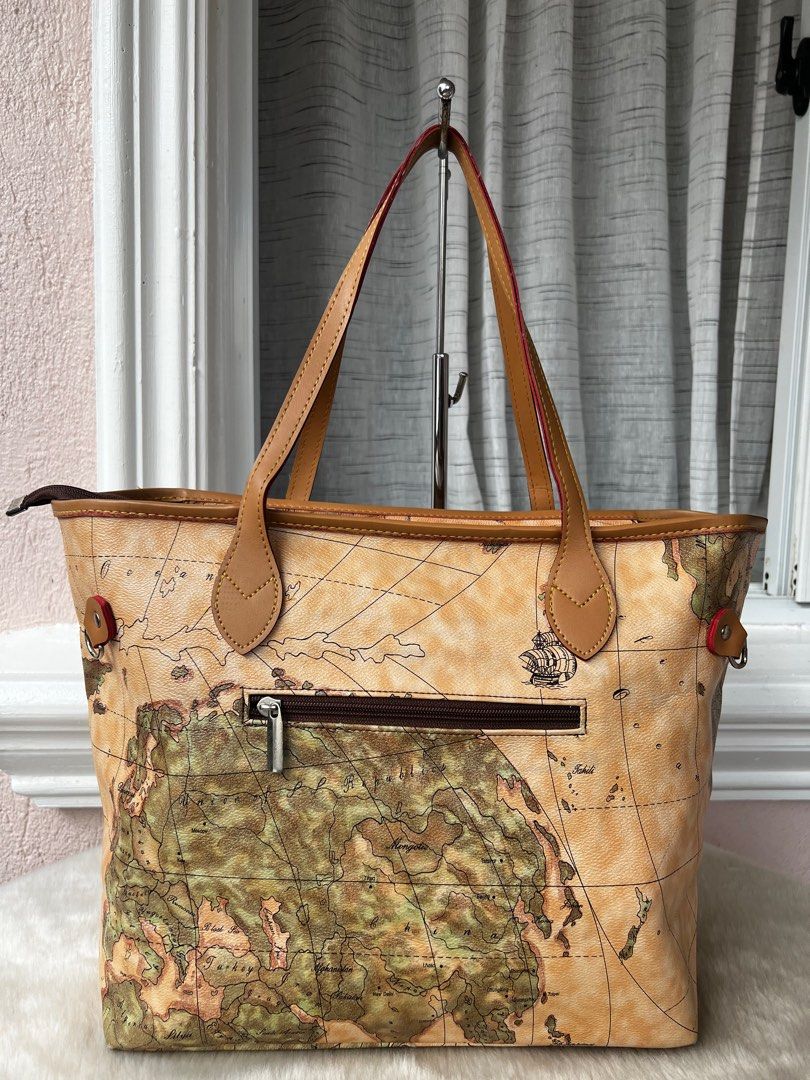 Map Leather Tote Bag, Women's Fashion, Bags & Wallets, Shoulder Bags on ...