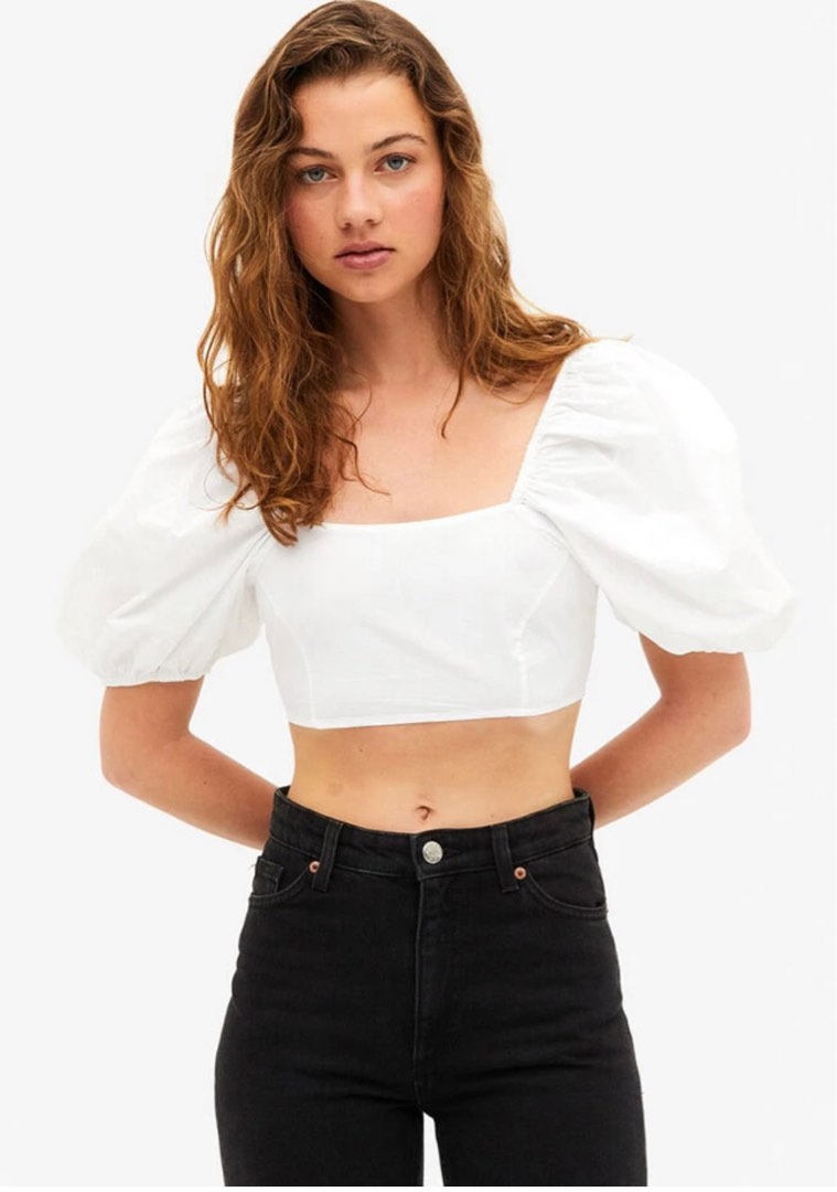 Monki puffed top, Women's Fashion, Tops, Blouses on Carousell