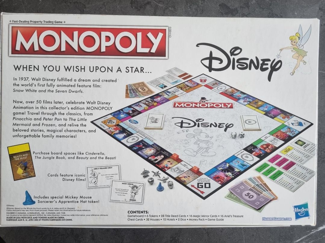 Monopoly Disney Animation Edition Game, Hobbies & Toys, Toys & Games on ...