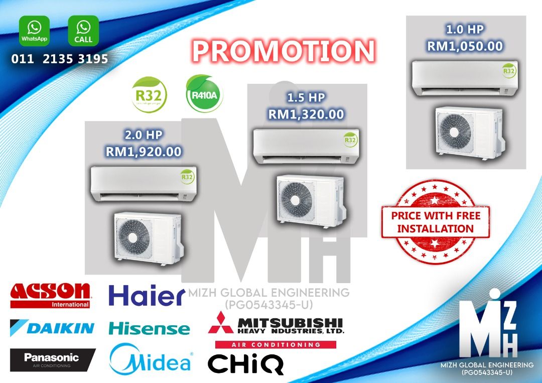 New Aircond With Installation Aircond Baru Siap Pasang, TV & Home ...