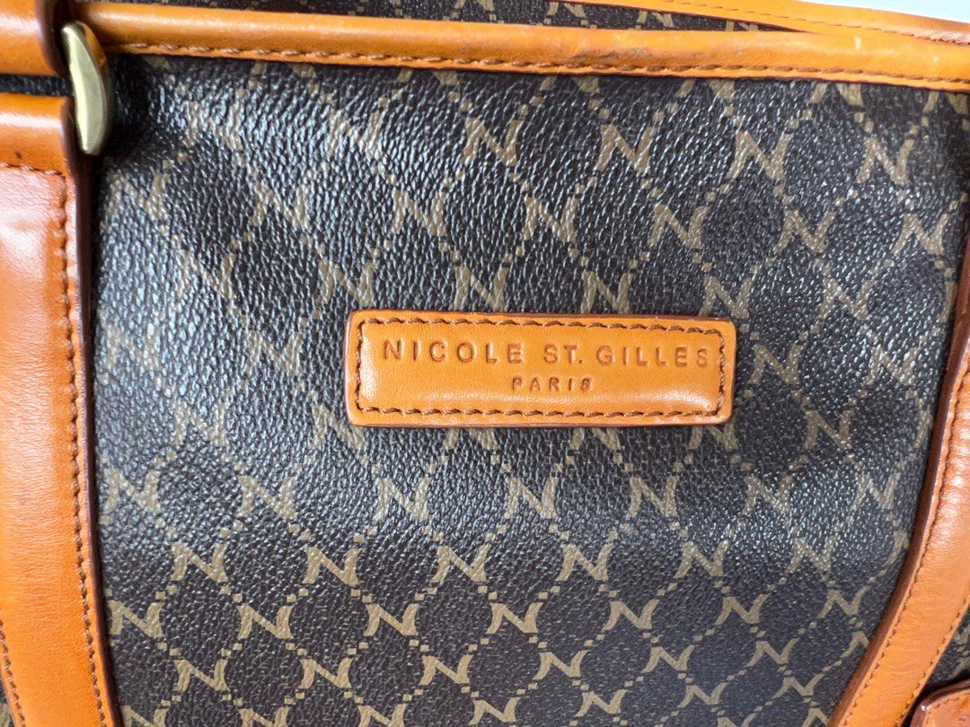 Nicole St Gilles Paris Zip Leather Shoulder Tote Bag in Monogram Brown ...