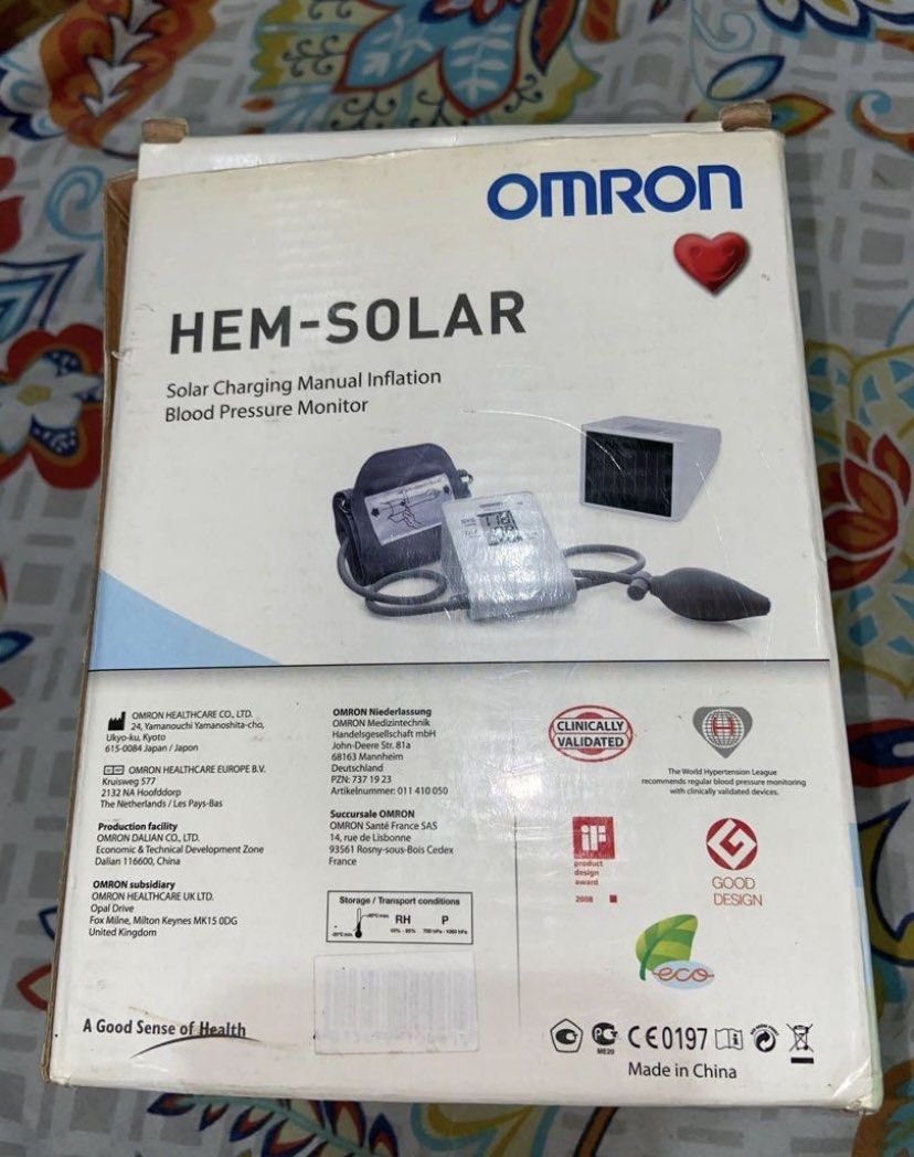 OMRON HEM-Solar Blood Pressure Monitor, Health & Nutrition, Medical ...