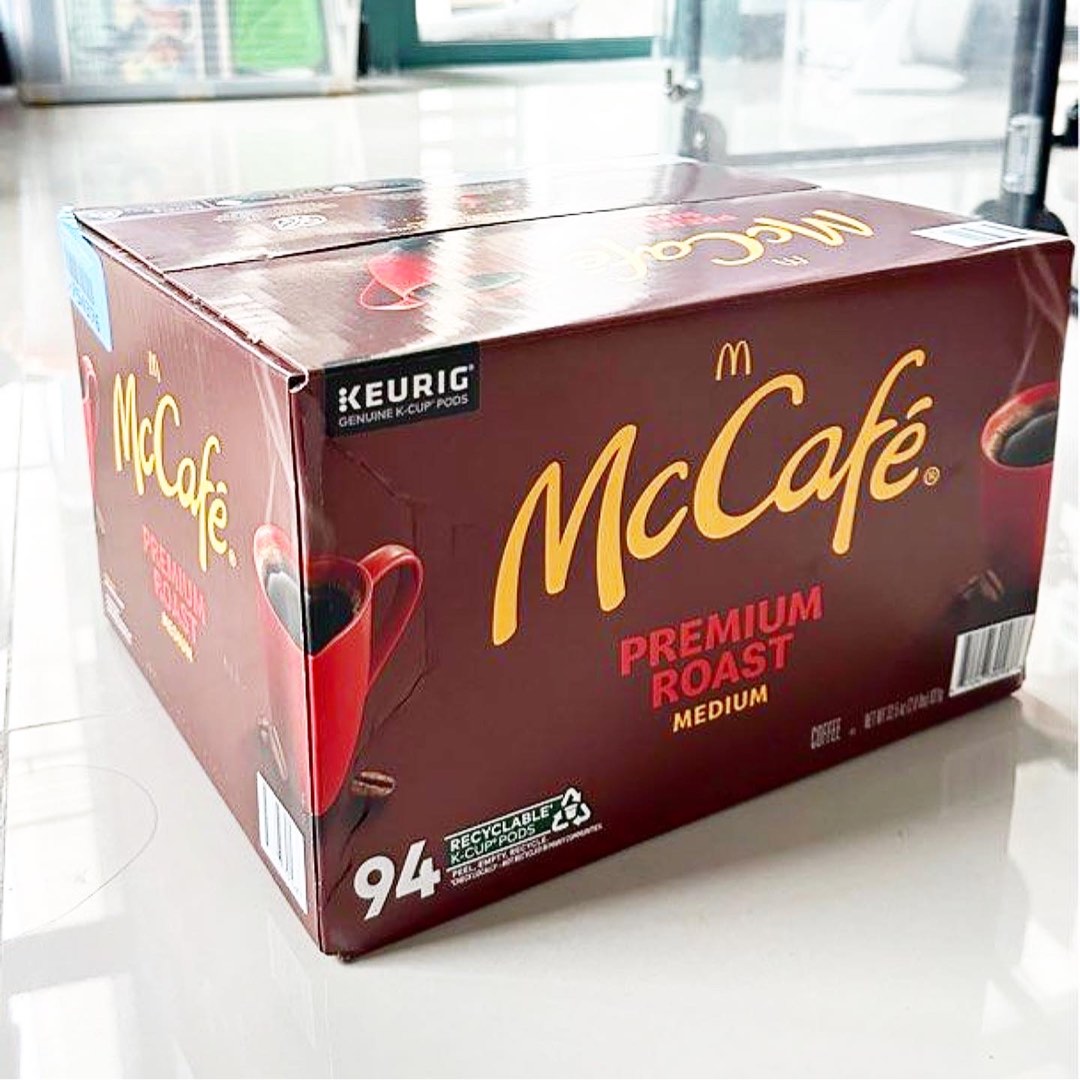 One box of McCafe Premium Roast Keurig K-cup coffee pods, Food & Drinks ...