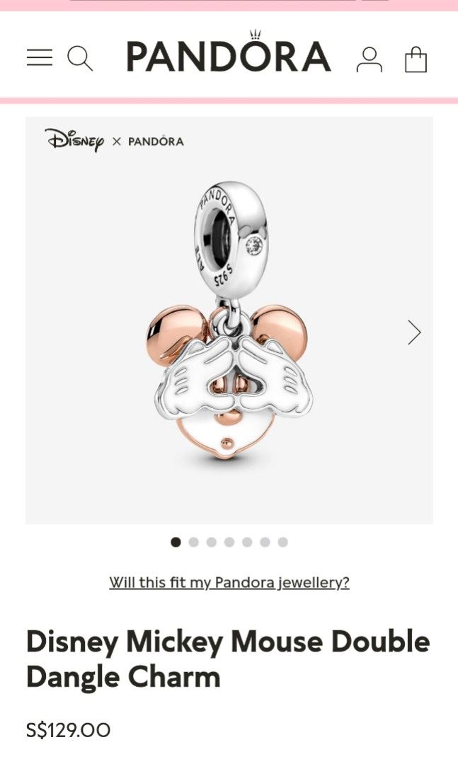 Pandora Mickey Mouse Double Dangle Charm, Women's Fashion, Jewelry ...