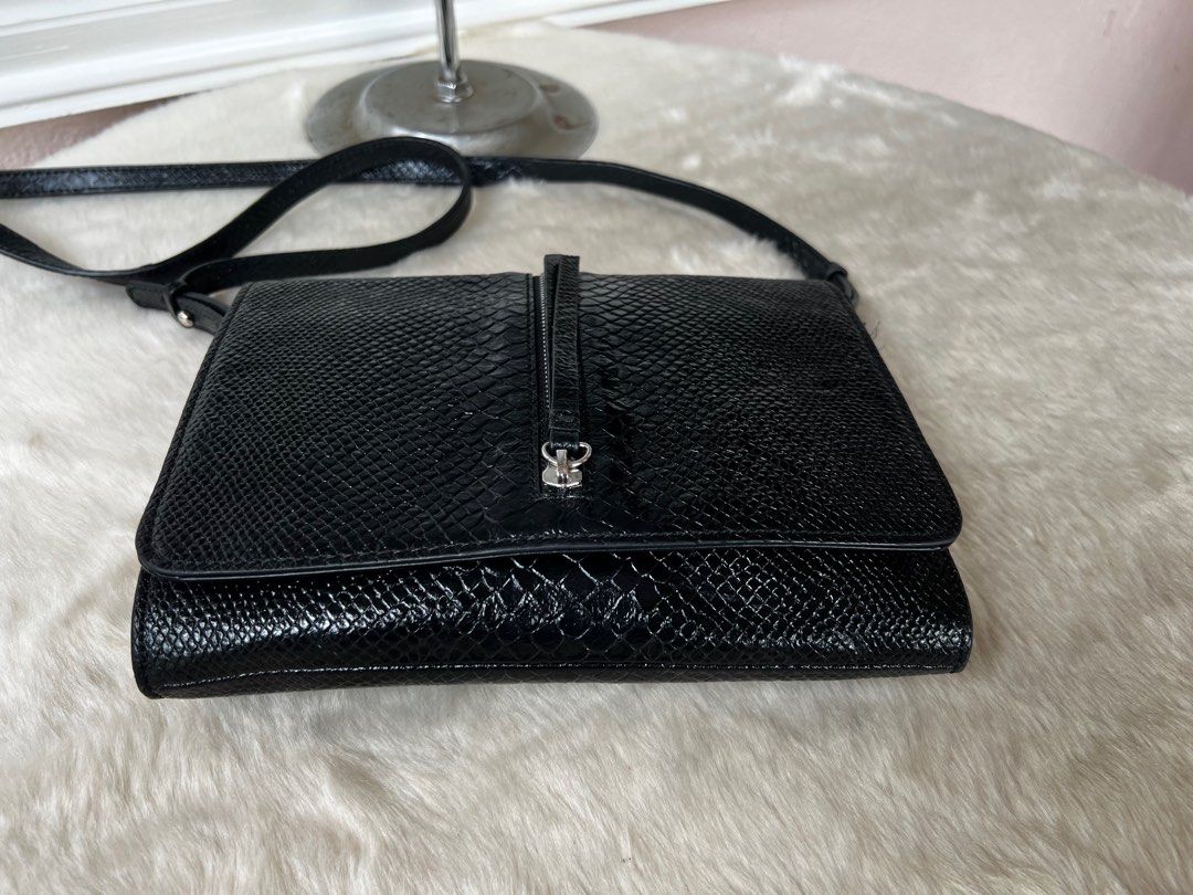 Patrice Breal Leather Sling Bag in Black, Women's Fashion, Bags ...