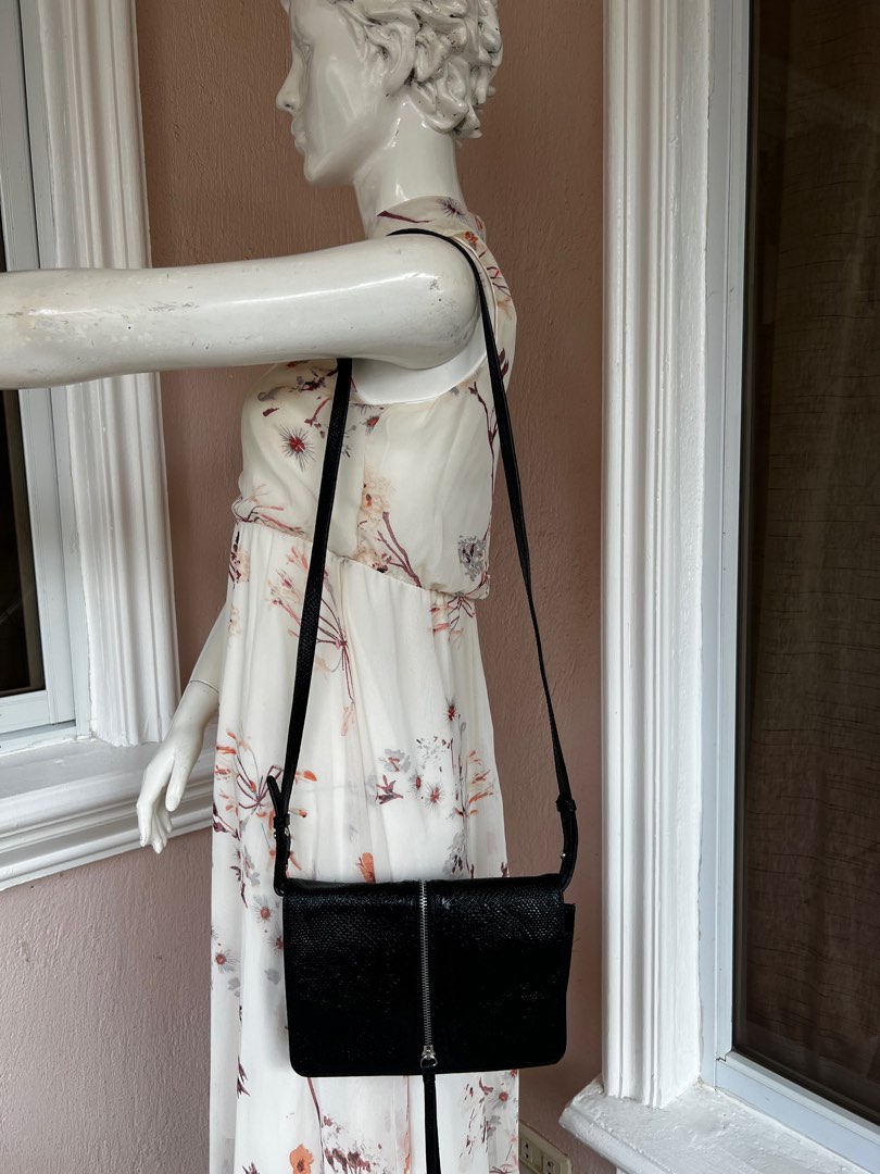 Patrice Breal Leather Sling Bag in Black, Women's Fashion, Bags ...