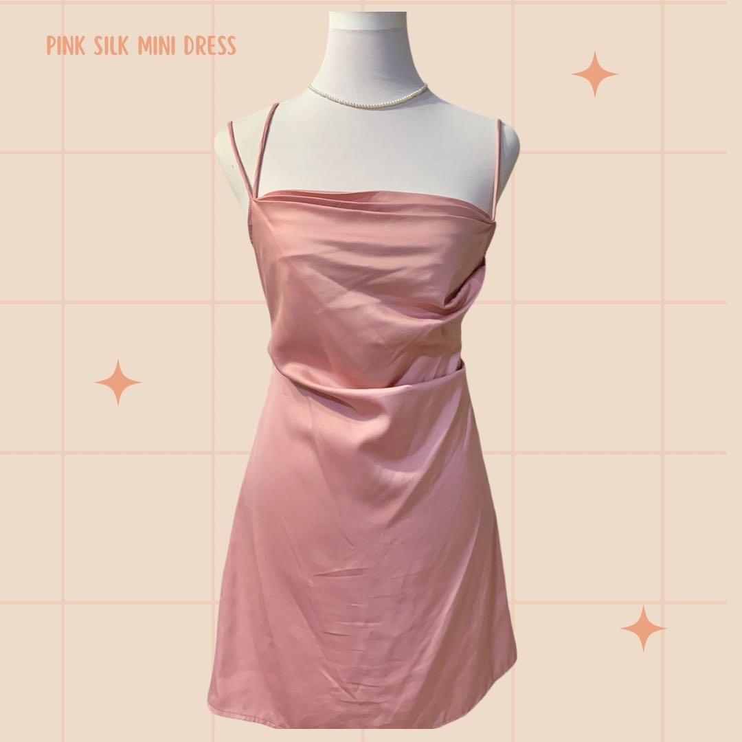 PINK SILK FORMAL MINI DRESS, Women's Fashion, Dresses & Sets, Dresses ...