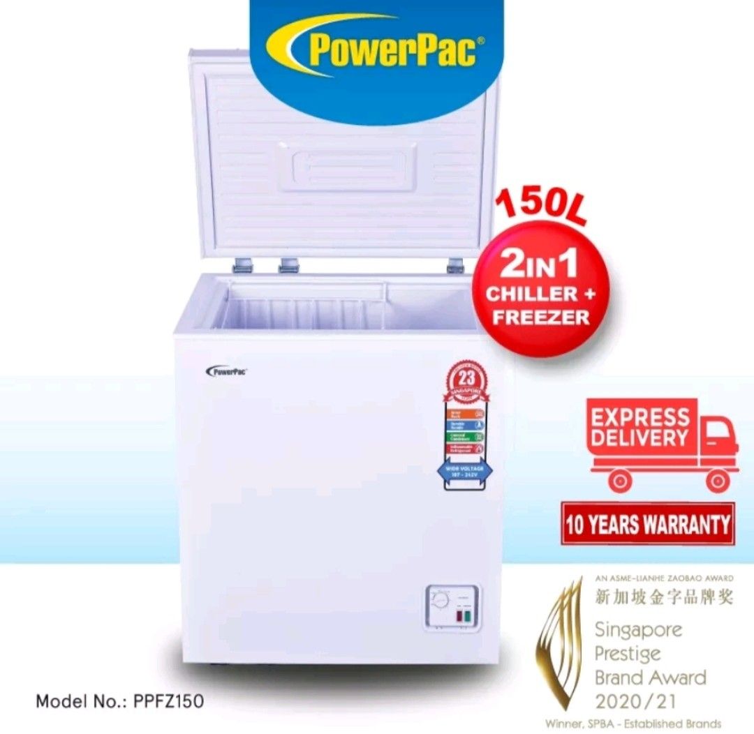 Powerpac Chest Freezer 150l, TV & Home Appliances, Kitchen Appliances ...