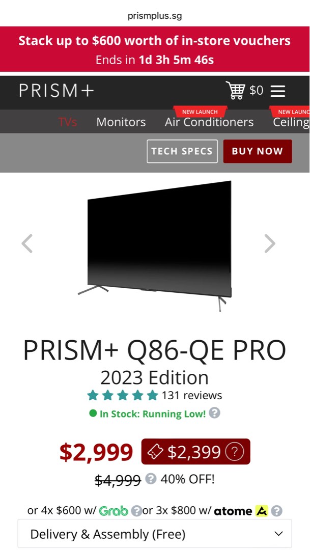 PRISM+ Q86-QE PRO 2023 Edition, TV & Home Appliances, TV ...