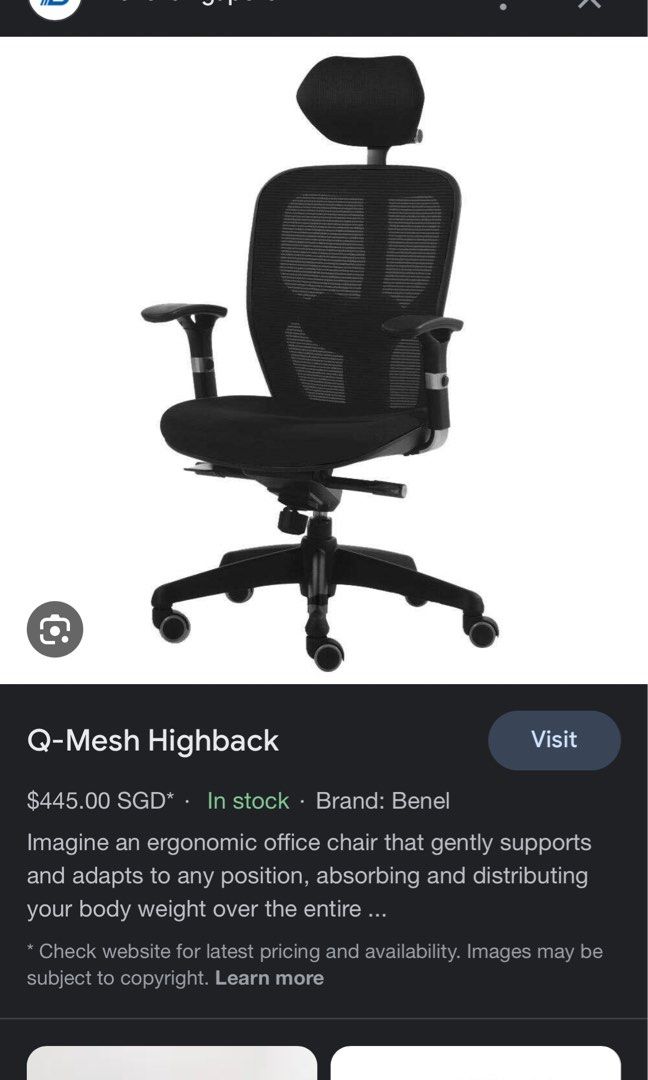 Q-Mesh Ergonomic Office Chair, Furniture & Home Living, Furniture ...