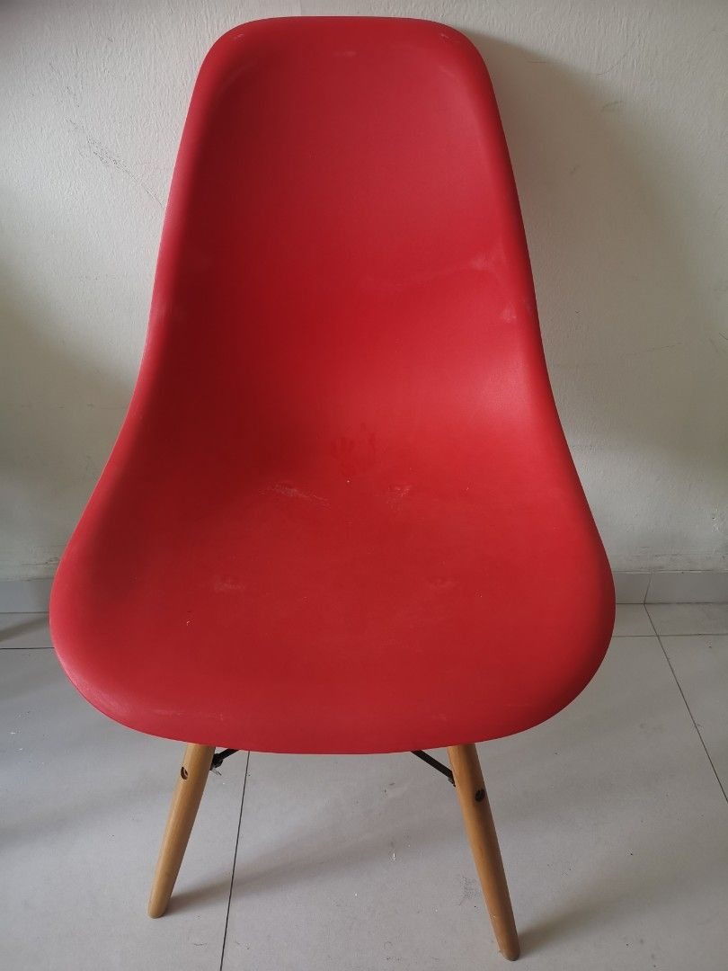 red color Chair with solid wooden feet, Furniture & Home Living ...