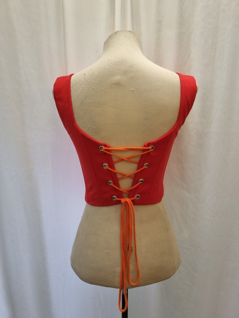 Red Corset Womens Fashion Tops Sleeveless On Carousell