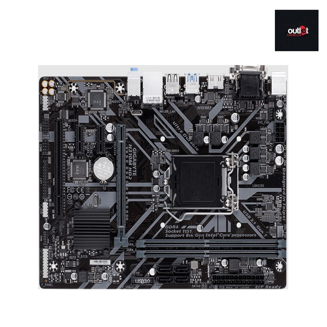 REFURBISHED Gigabyte GA-H310M-HD2 Intel H310 Ultra Durable motherboard ...
