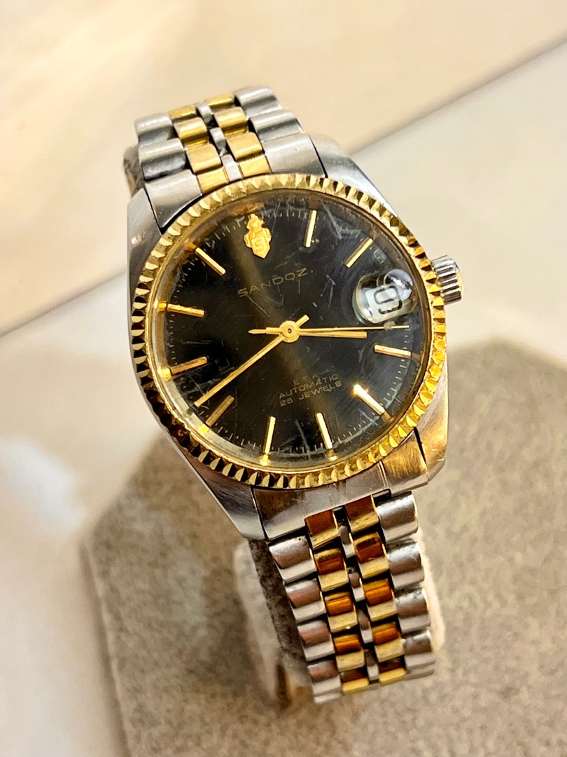SANDOZ Daydate Black dial watch, Luxury, Watches on Carousell