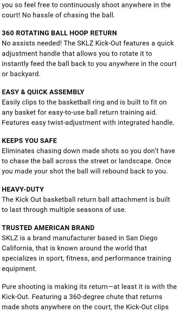 SKLZ Kick-Out Basketball Shooting Drill Ball Return Attachment, Sports ...