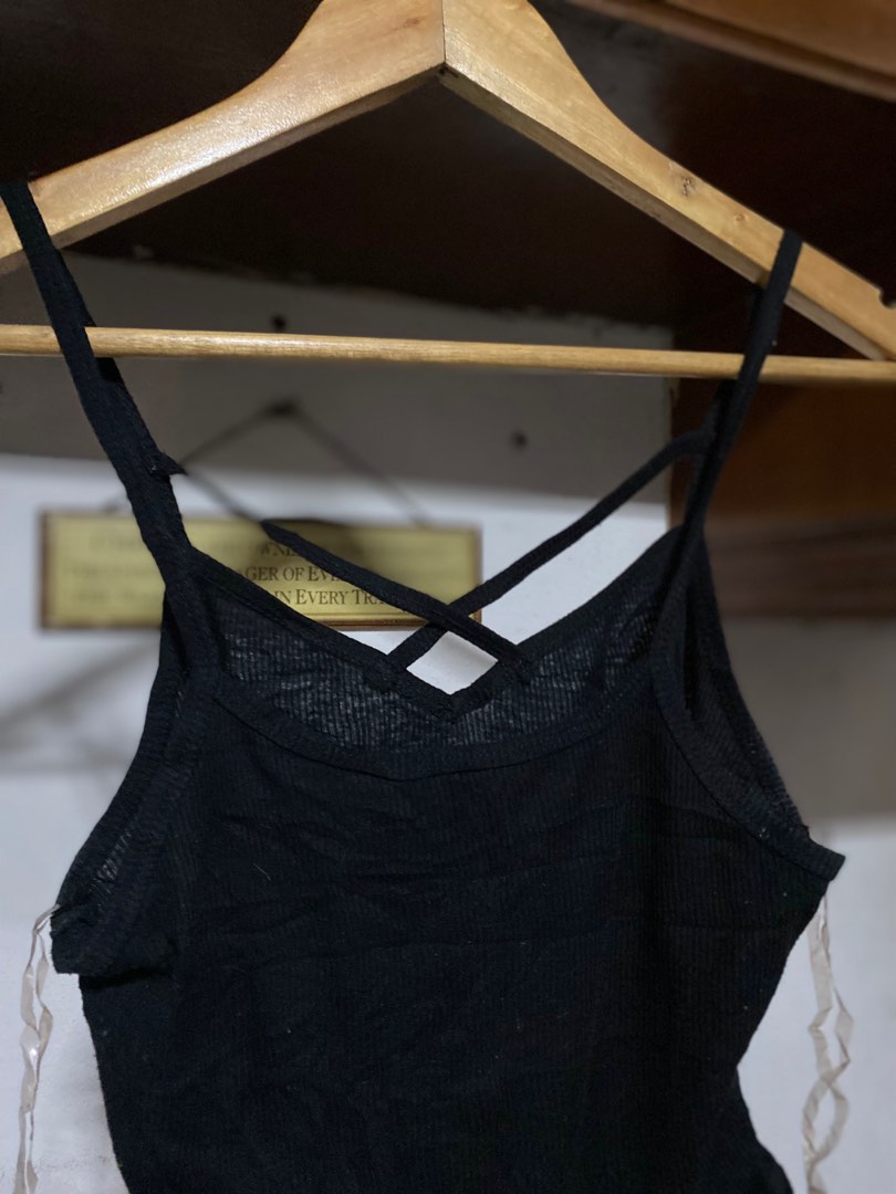 Sleeveless Sando Black Lingerie like, Women's Fashion, Tops, Sleeveless ...