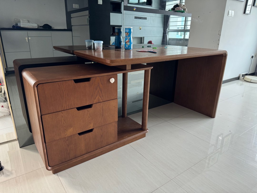 Solid wood Computer/Desktop/study table with drawers, Furniture & Home ...
