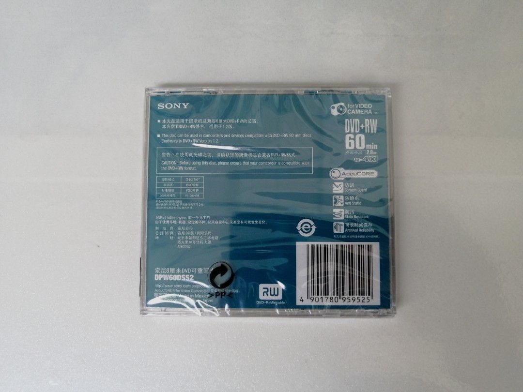 Sony DVD+RW 60min 2.8GB 8cm recordable Disc, Photography, Video Cameras ...