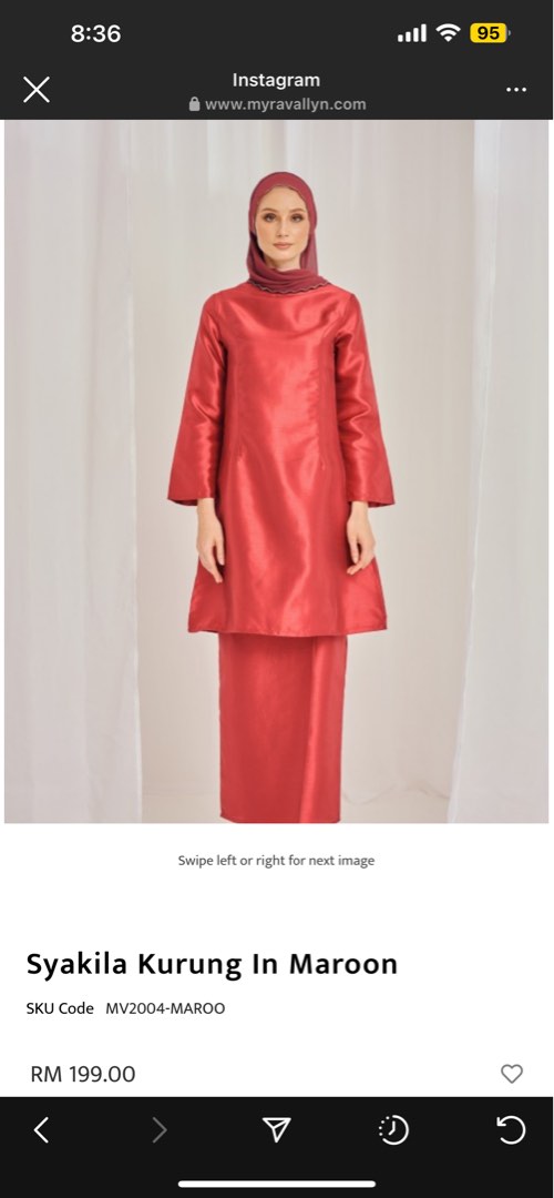 Syakila Kurung In Maroon Saiz L, Women's Fashion, Muslimah Fashion ...