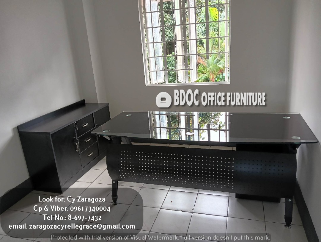 Tempered Glass Top L-shaped Office Table / Executive Table / High ...