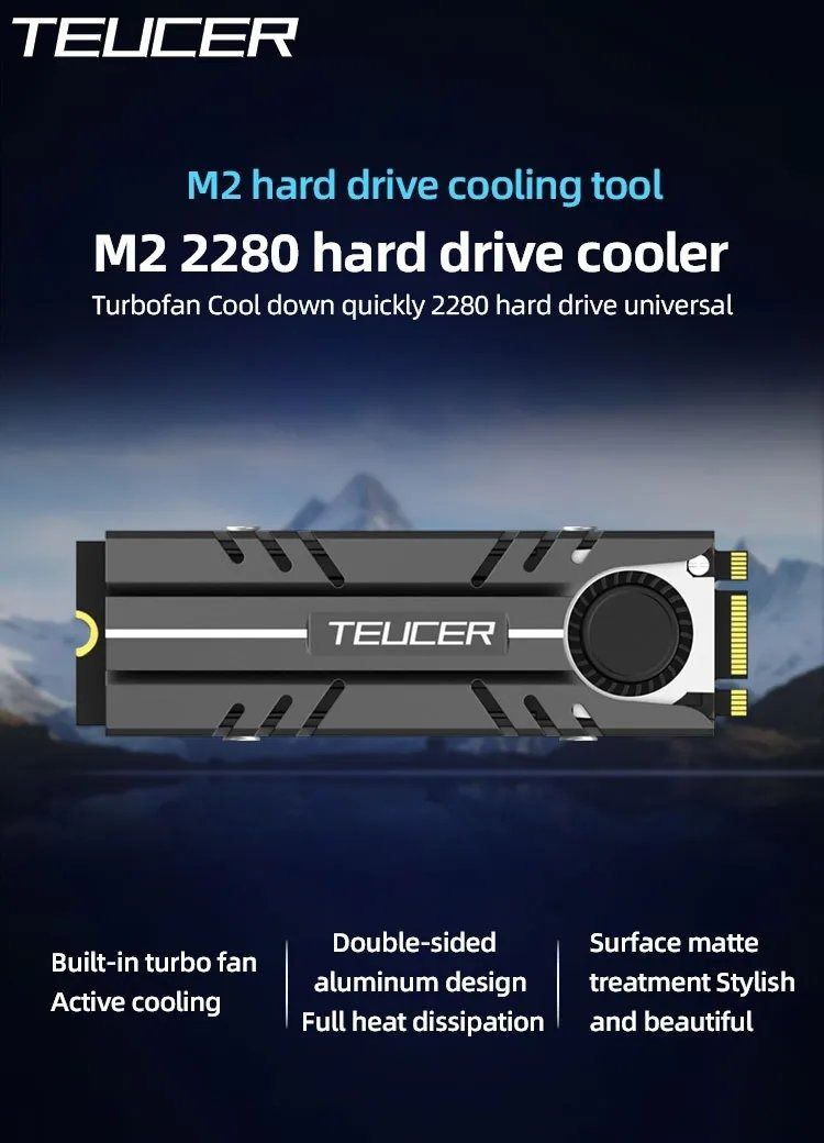 TEUCER M.2 NVMe SSD Heat Sink 2280 Solid State Disk Air Circulation ...