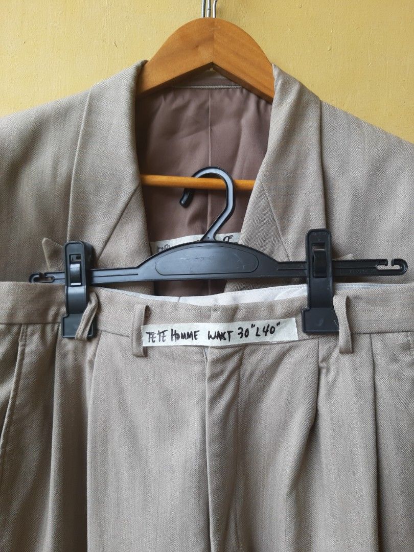 Tete Homme kaToh kazutaka Wool Shades of light green and brown Coat set ...