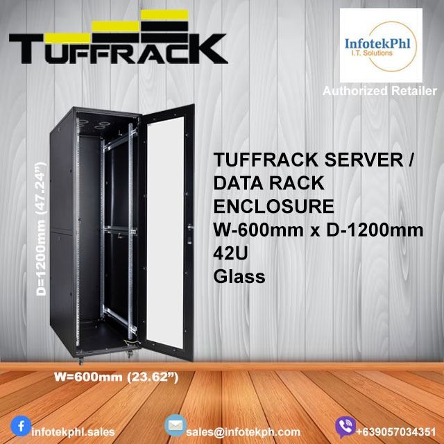 TUFFRACK SERVER / DATA RACK ENCLOSURE W-600mm x D-1200mm 42U Glass, Computers & Tech, Office ...