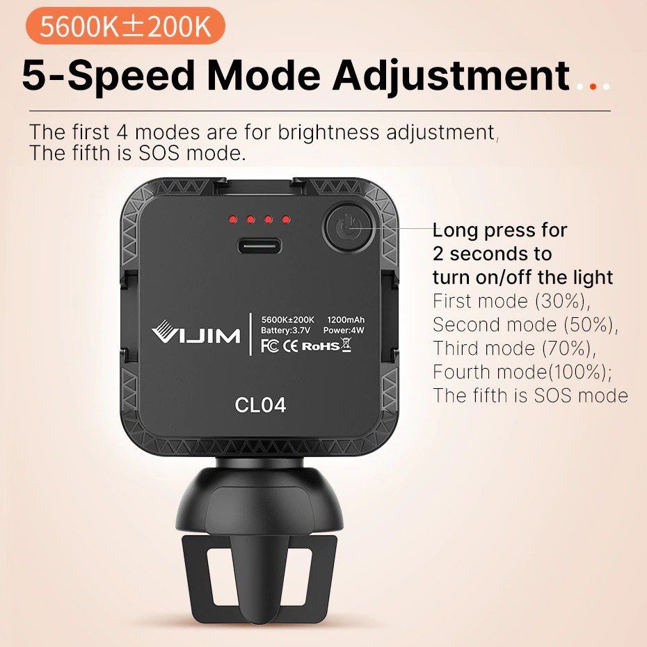 ULANZI VIJIM CL04 1200mAh LED Light Vlog Photography Fill Lighting Lamp ...