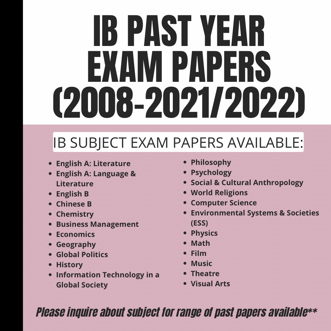 UPDATED TO 2022** IB PAST YEAR PAPERS HL SL | INTERNATIONAL ...